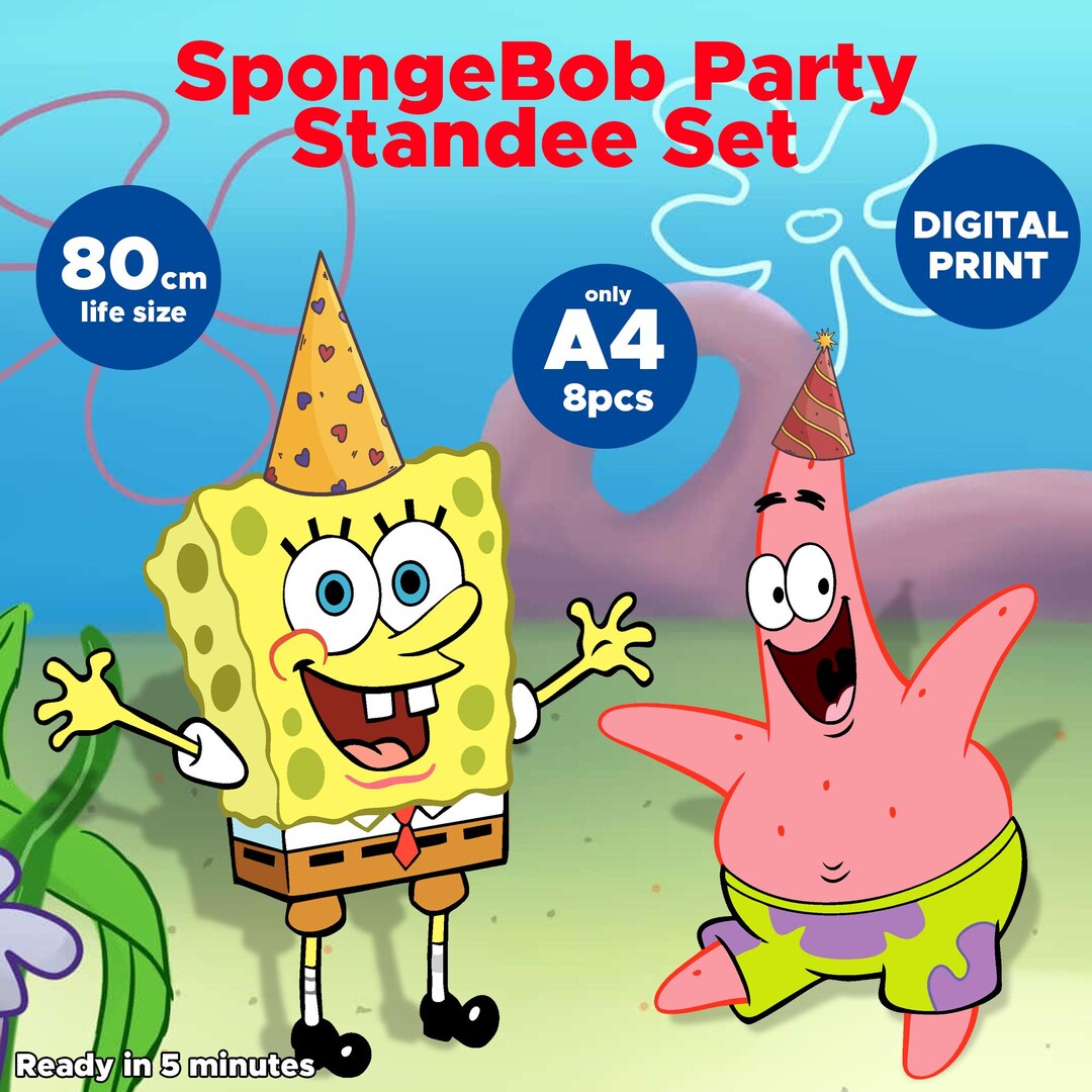 Spongebob Party Decor Printable – 4 Character Cutouts | Digital ...