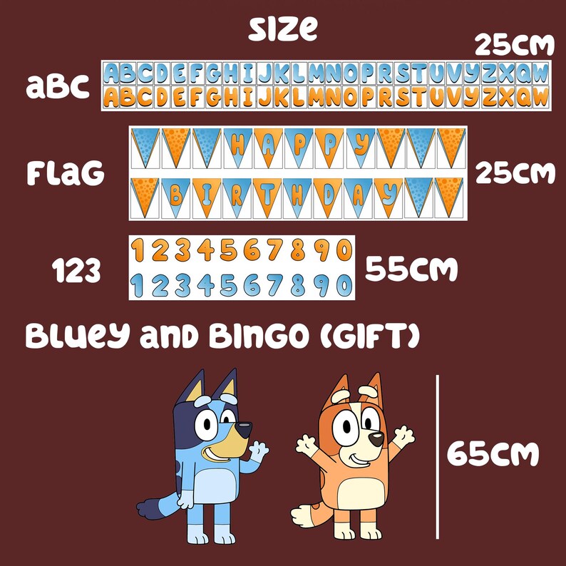 Bluey Birthday Decorations • Printable Letters & Numbers • A-Z 0-9 ...