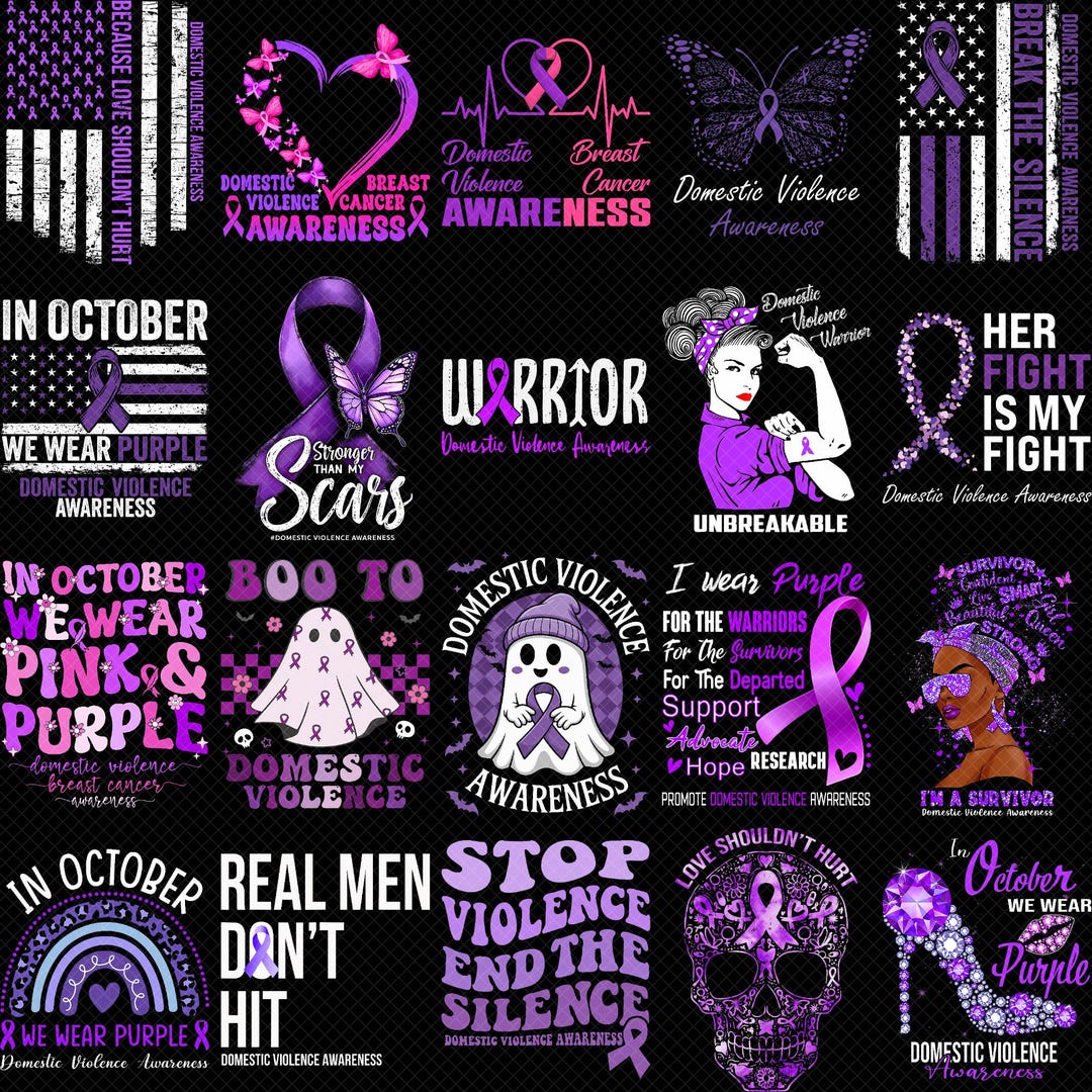 Domestic Violence Awareness PNG Bundle, Purple Ribbon Designs, Survivor ...