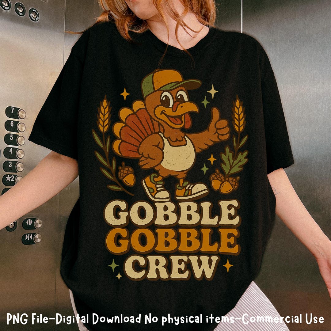 Retro Thanksgiving Turkey PNG: Gobble Gobble Crew Clipart (digital ...