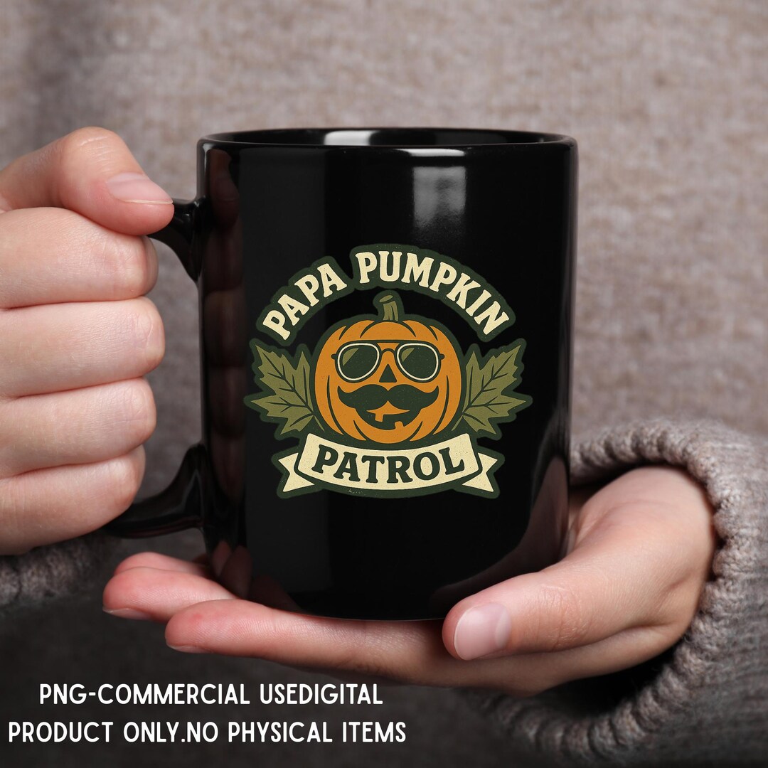 Papa Pumpkin Patrol PNG: Retro Halloween Dad Badge (digital Download ...