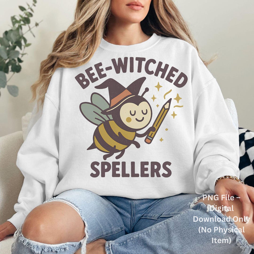 Witch Bee PNG: Halloween Teacher Clipart for Sublimation (digital ...