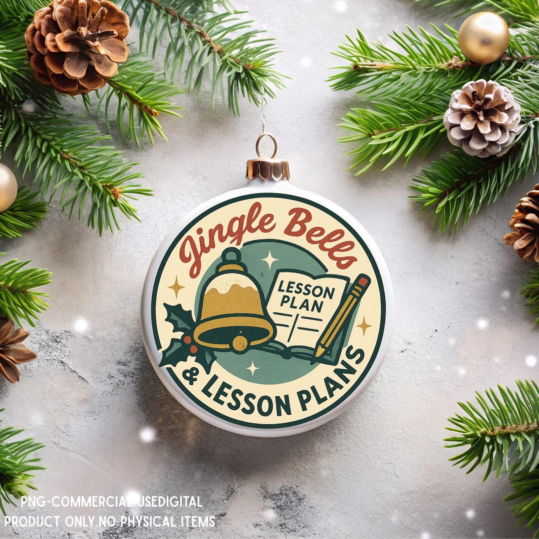 Jingle Bells & Lesson Plans PNG: Retro Christmas Teacher Badge (digital ...