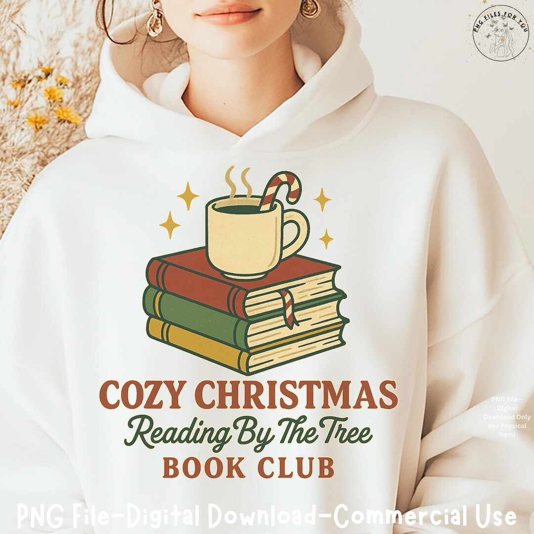 Cozy Christmas Book Club PNG: Retro Reading Clipart (digital Download ...