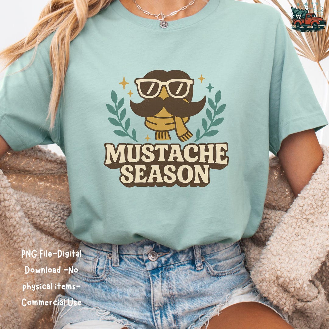 Mustache Season PNG | Retro Movember Mustache Quote Clipart for Fall ...