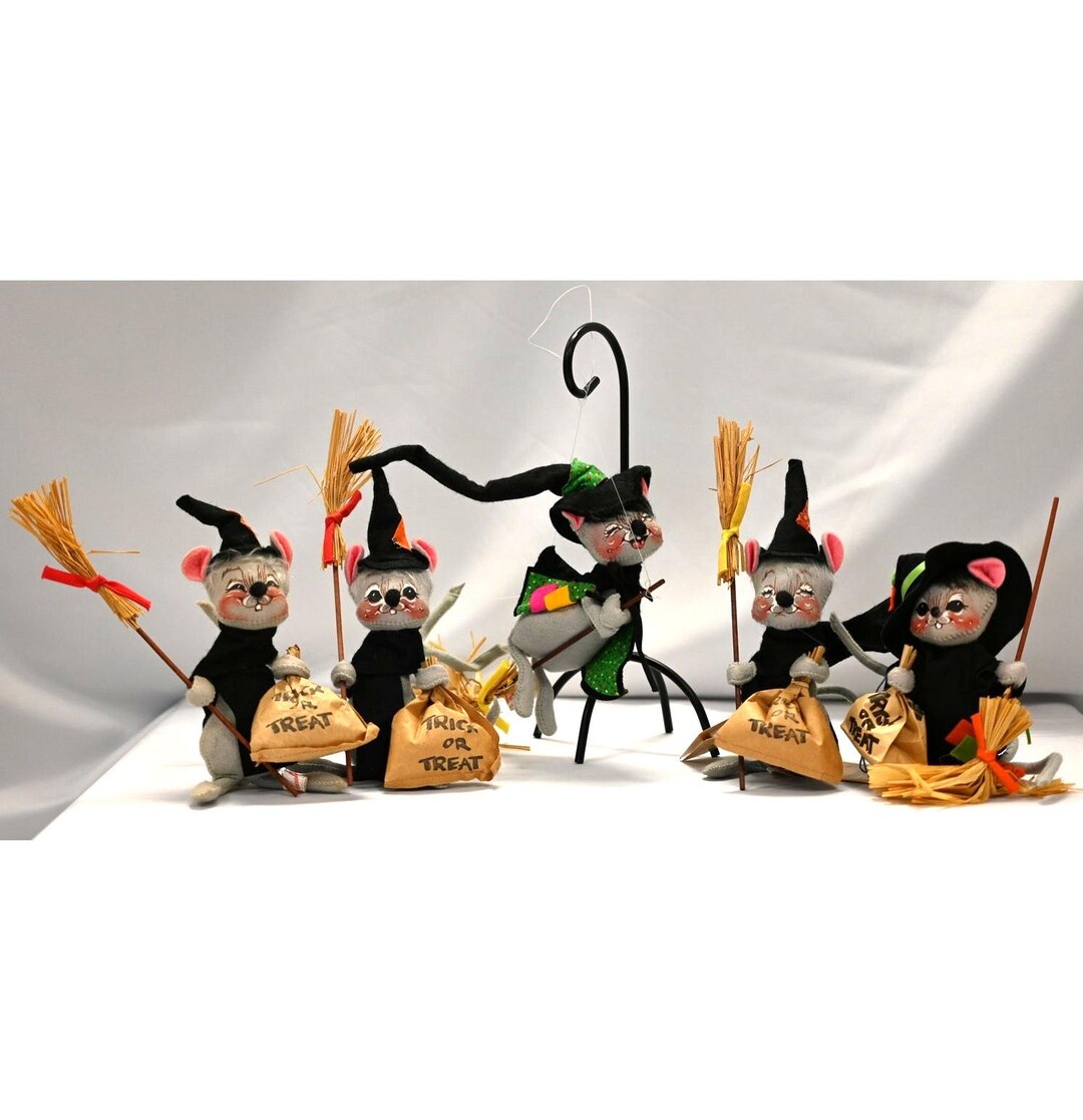 Vintage Annalee Halloween Witch Mice Set: 1987-88 Felt Figures - Etsy