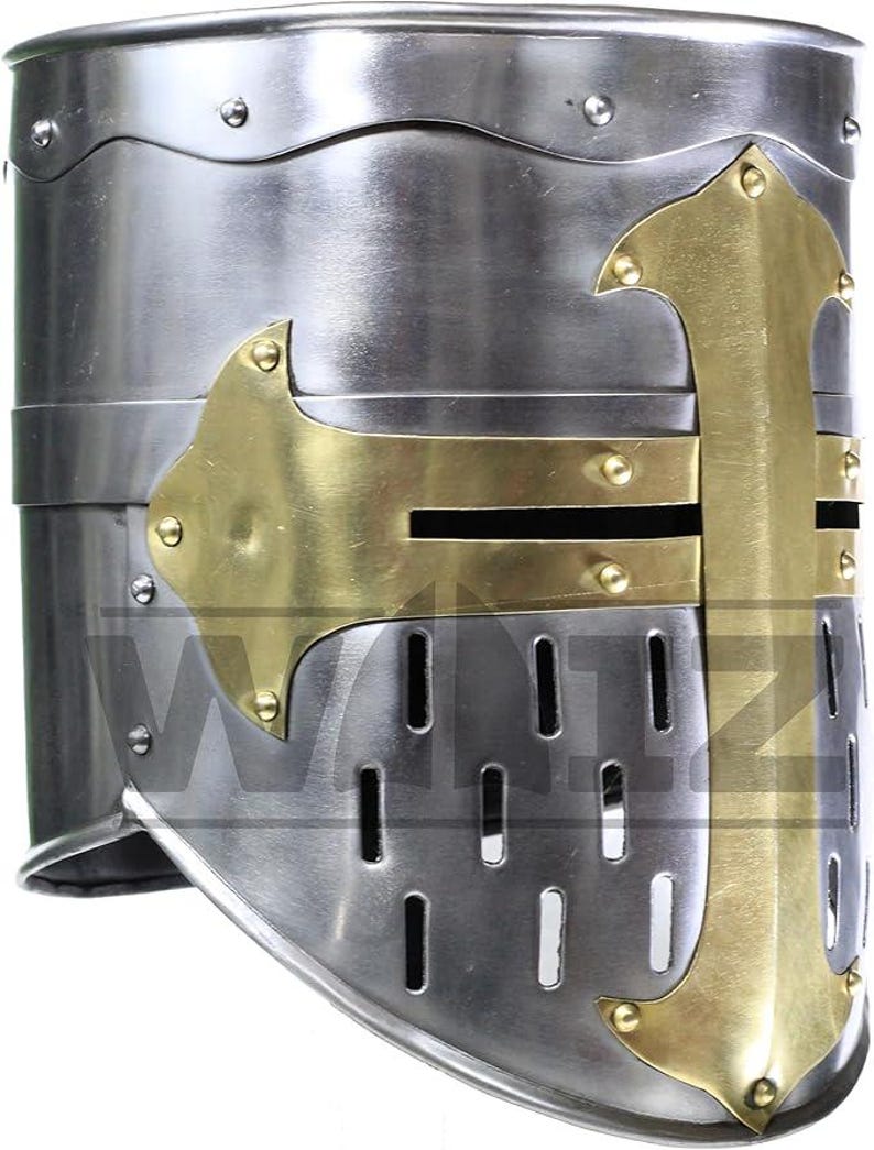 Medieval Templar Knight Helmet: Crusader Armor, Steel Construction - Etsy