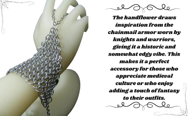 Silver Chainmail Bracelet Handflower: Medieval Cosplay Gothic Accessory ...