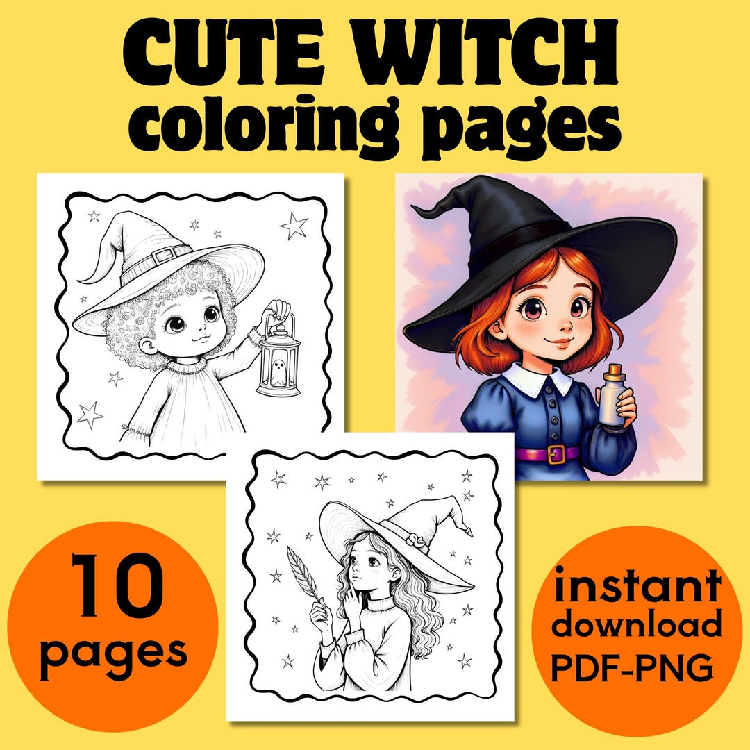 Little Witch Coloring Pages, Printable Halloween Fun for Kids and ...