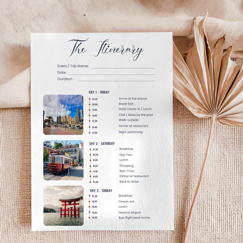 Itenary Template, Travel Itinerary Template, Custom Cabin Trip ...