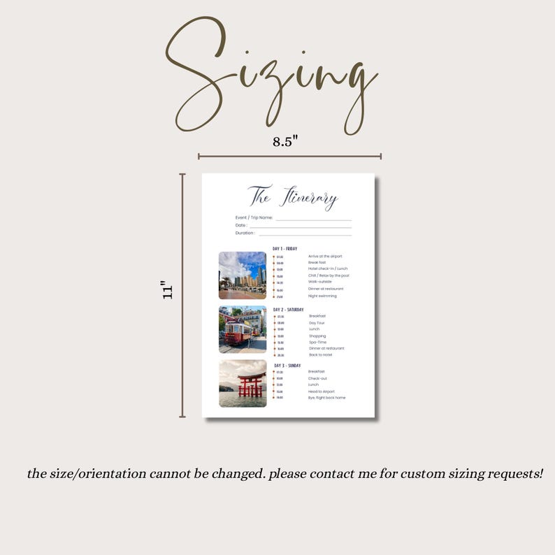 Itenary Template, Travel Itinerary Template, Custom Cabin Trip ...