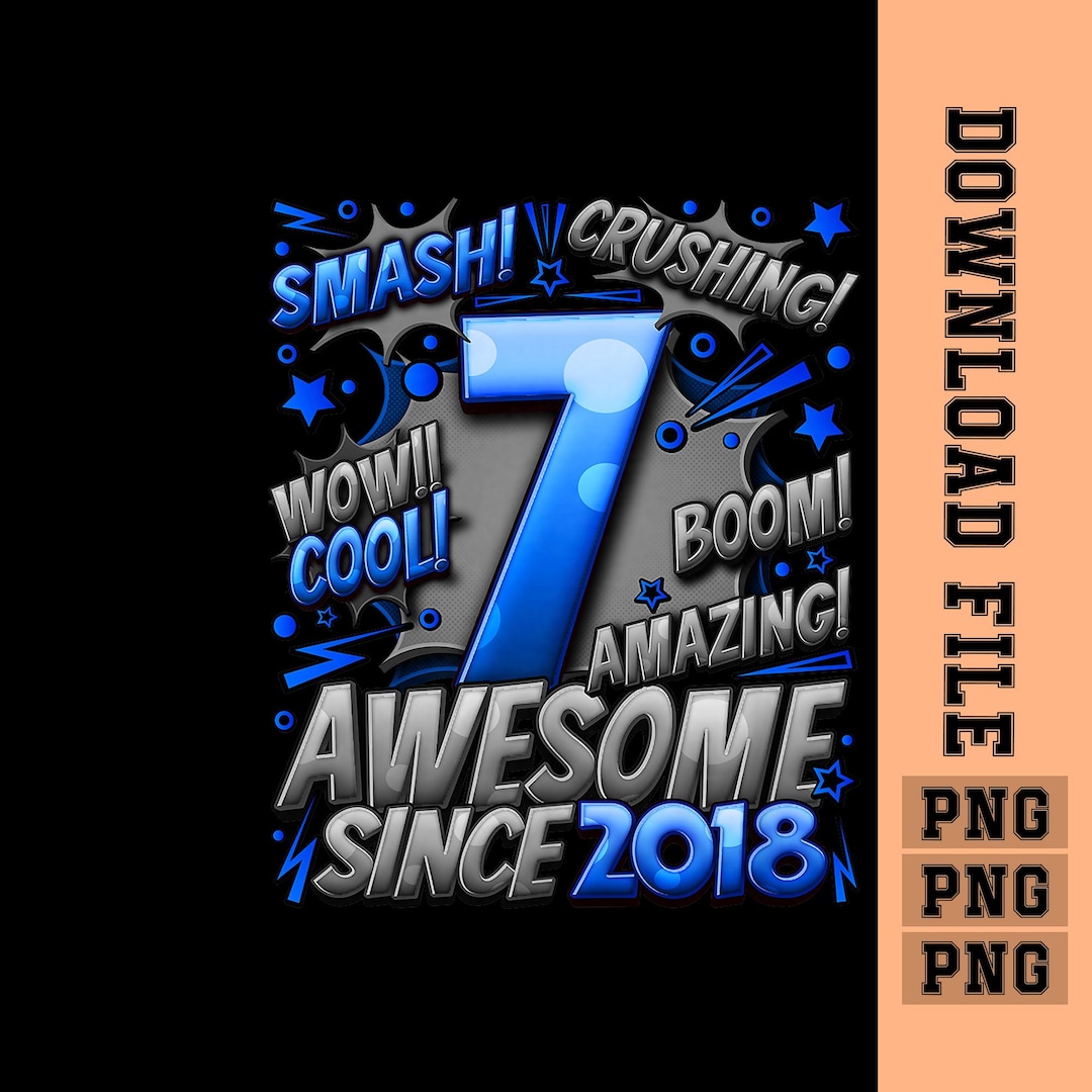 7th Birthday Boy Gifts, 7th Birthday Png for Boys, 7 Year Old Birthday ...
