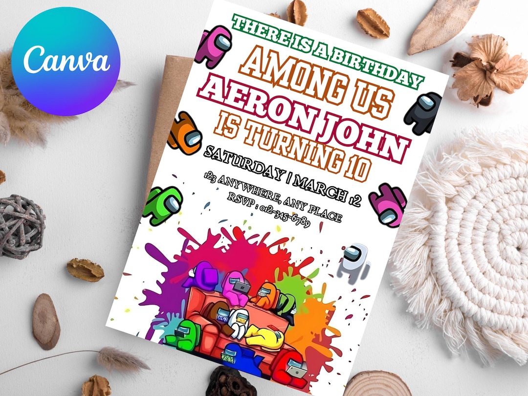 Among Us Invitation Birthday Invitation | Kids Birthday Invitation ...