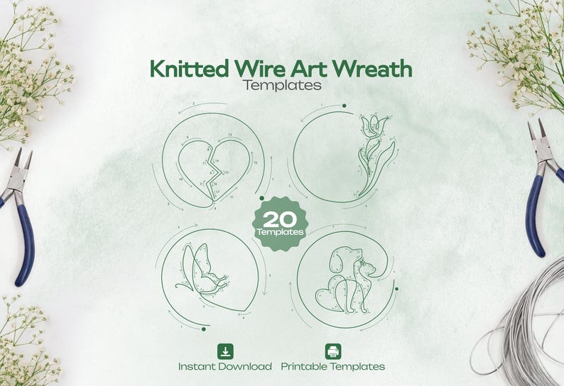 20 Wreath Knitted Wire Art Templates | I-cord Tricotin Patterns | DIY ...