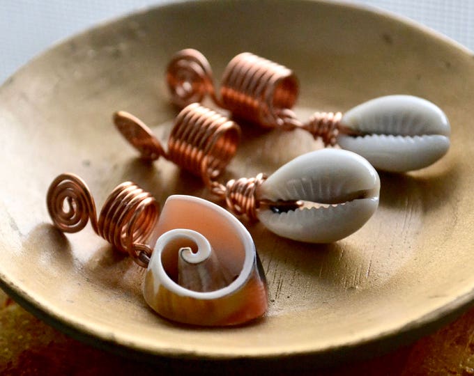 Seashell Loc Jewelry Copper Dreadlock Beads Cowrie Shell - Etsy