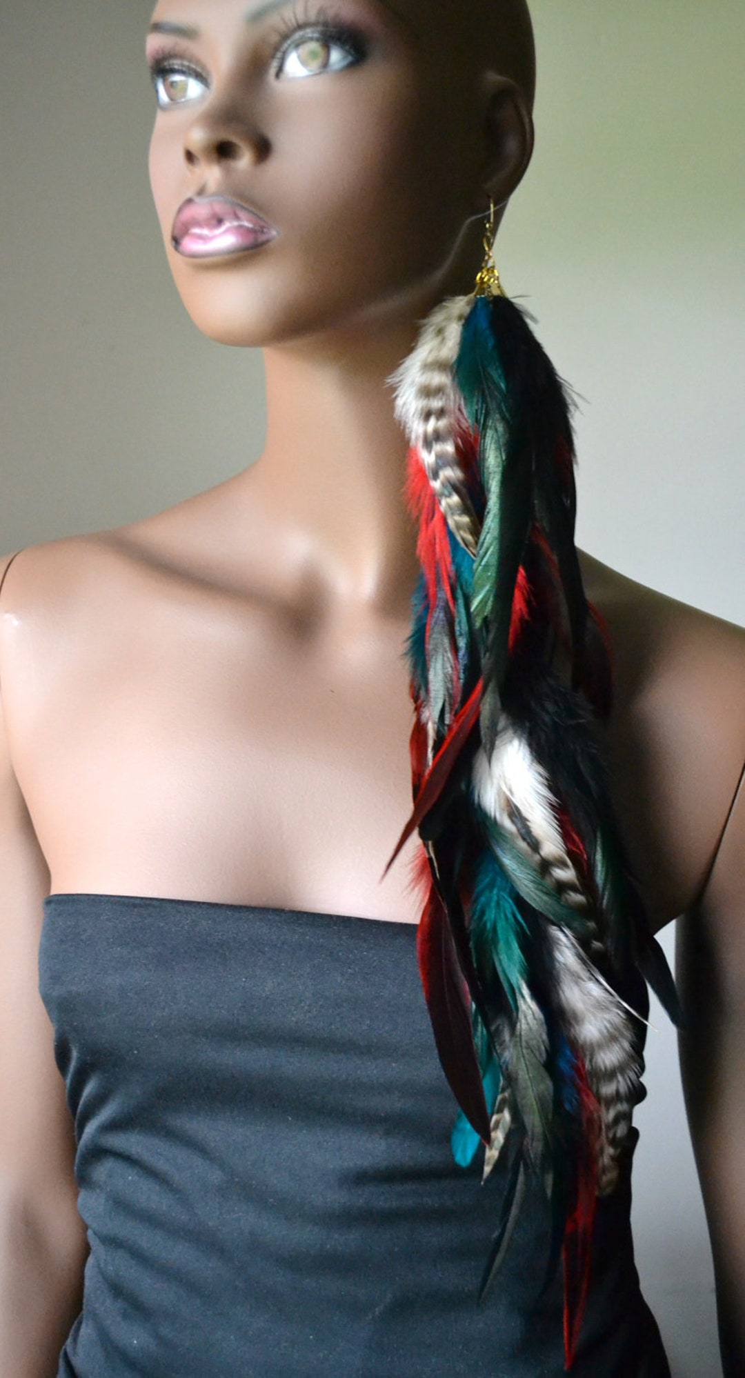 Extra Long Single Feather Earring, Bohemian Jewelry,real Feather ...