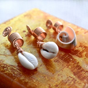 Seashell Loc Jewelry, Copper Dreadlock Beads, Cowrie Shell Hair Jewelry ...