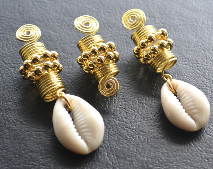 Dread Bead, Gold Loc Jewelry With Cowrie Shells, Dreadlock Accessories ...