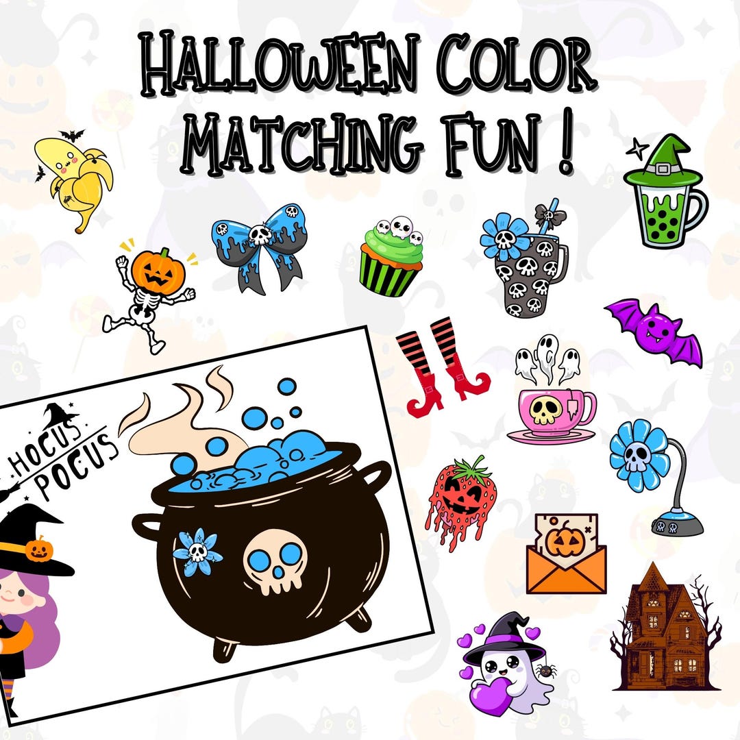 Halloween Color Matching and Sorting Activity; Cut & Paste Educational ...