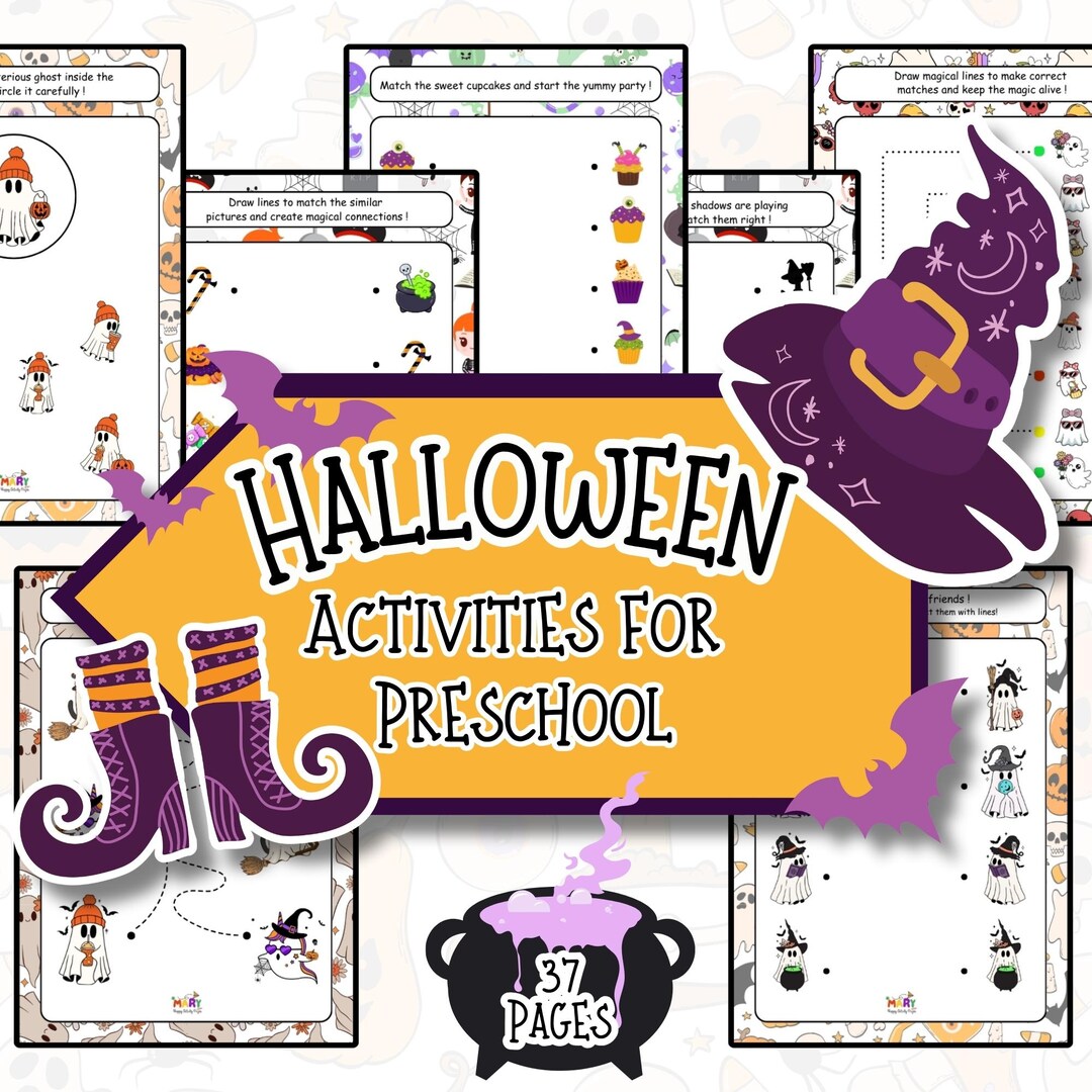 Halloween Preschool Activity Pack, Printable Worksheets - Etsy