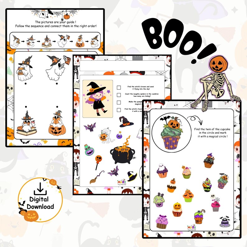 Halloween Preschool Activity Pack, Printable Worksheets - Etsy