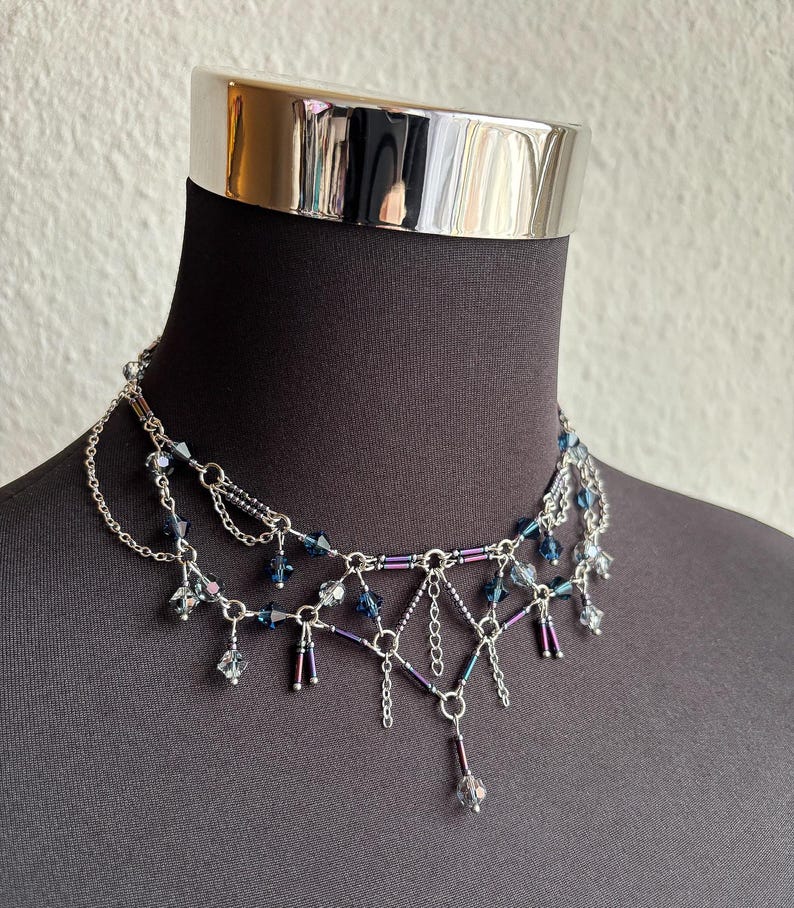 Dark Romantic Gothic Layered Necklace Victorian Crystal Fairycore ...