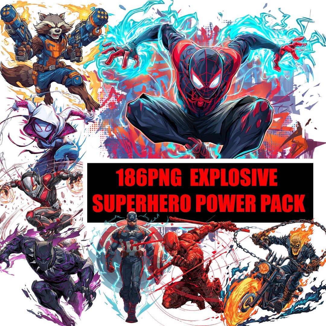 Explosive Cartoon Superhero PNG Bundle | Power Effects Comic Heroes for ...
