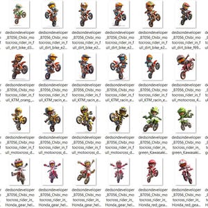 Chibi Motocross Riders Bundle | MX Cartoon Clipart Set for Stickers ...