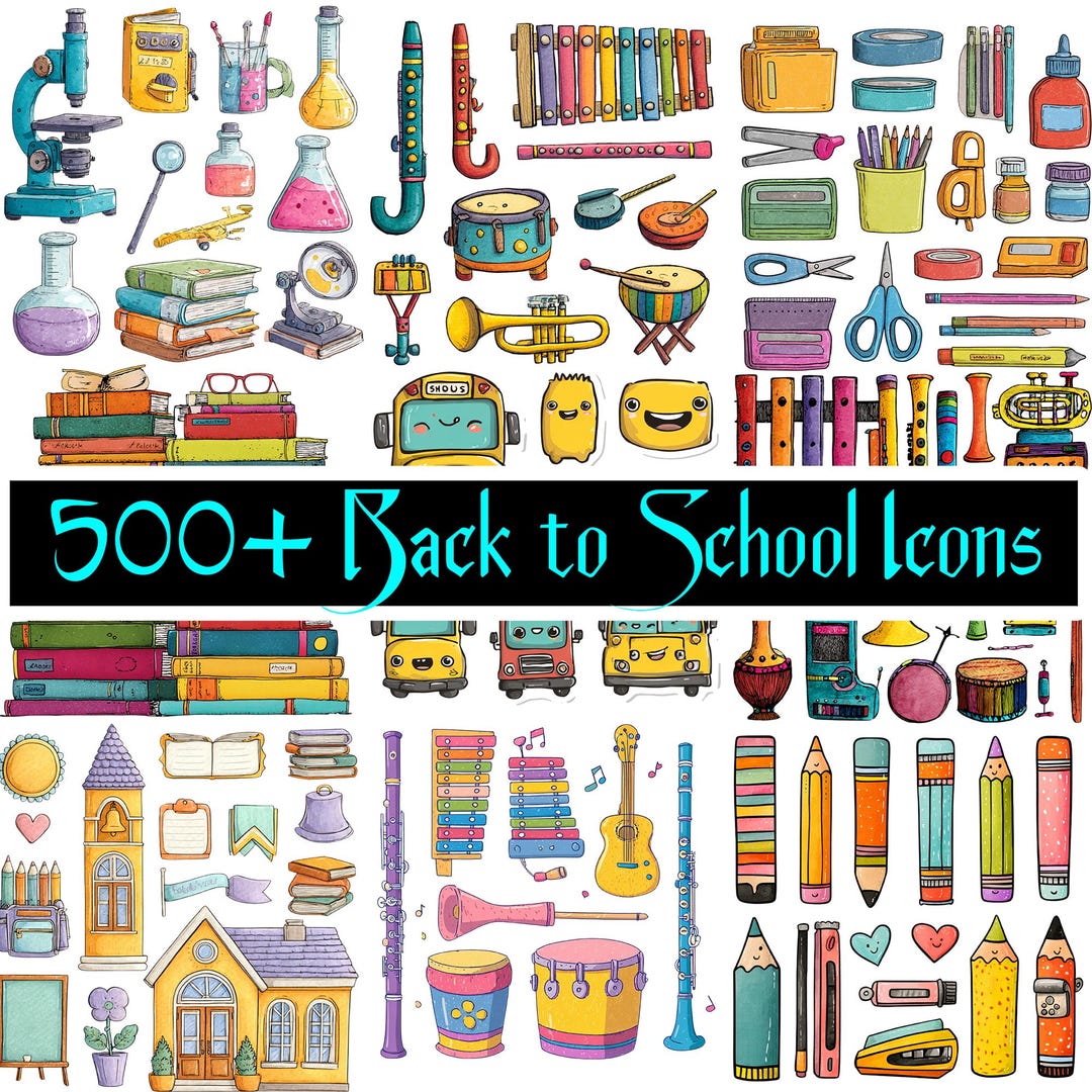 Adorable School Icon Bundle, Printable School Clipart - Etsy