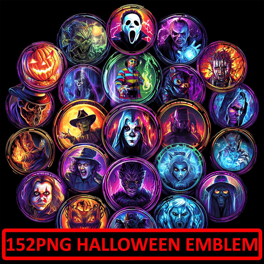 Spooky Emblem Icons PNG Bundle | Horror Symbol Clipart - Etsy
