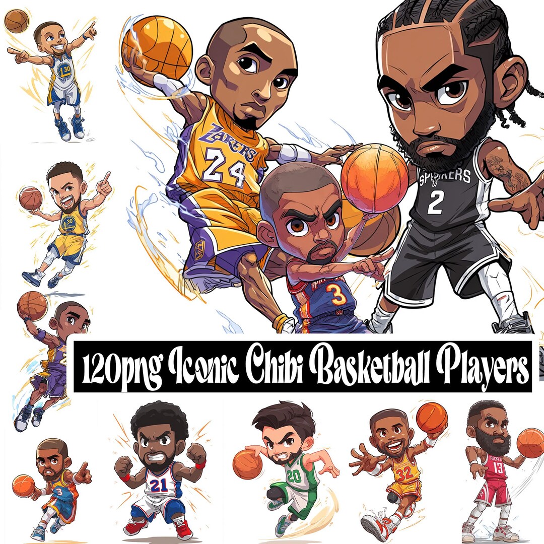 Iconic Chibi Basketball Players PNG Bundle – Dynamic Cartoon Sports ...