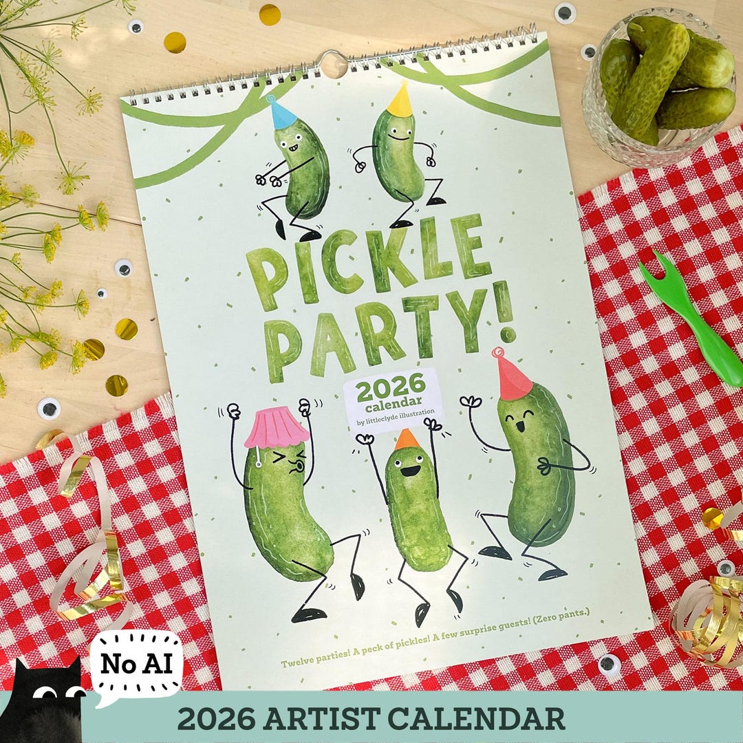 2026 Pickle Party Calendar: Quirky Illustrated Wall Calendar for Pickle ...