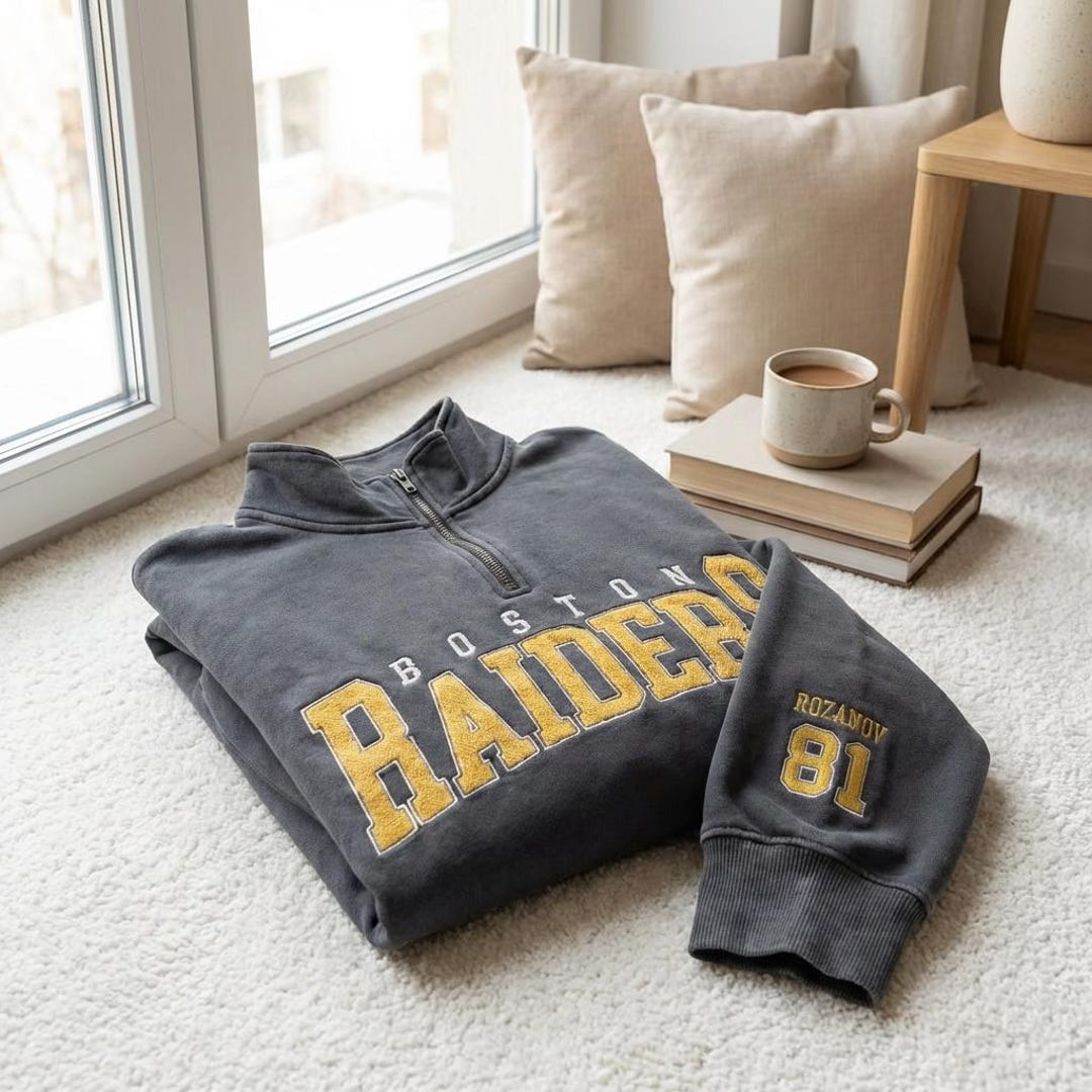 Boston Raiders Embroidered Quarter Zip Sweatshirt – Hockey Romance Fan ...