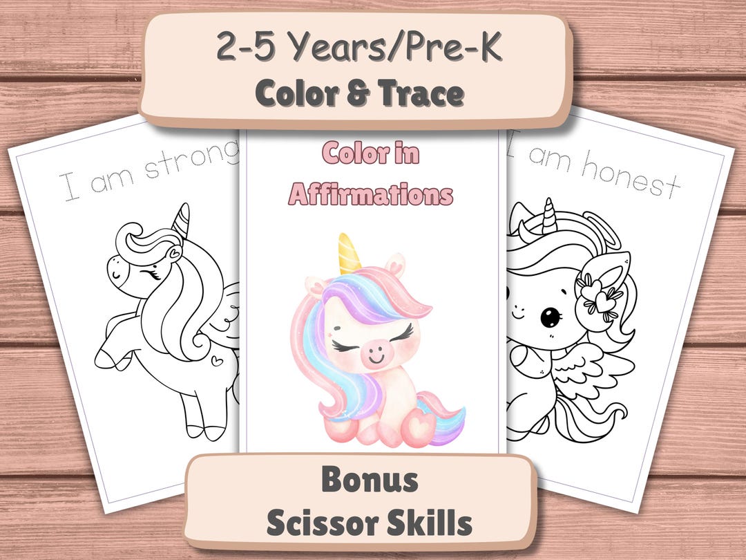 Unicorn Coloring Pages + Scissor Skills | Preschool Affirmation ...