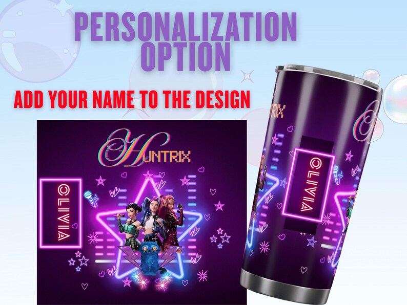 Personalized Huntrix K-pop Chibi 20oz Tumbler Wrap PNG | Skinny Kawaii ...