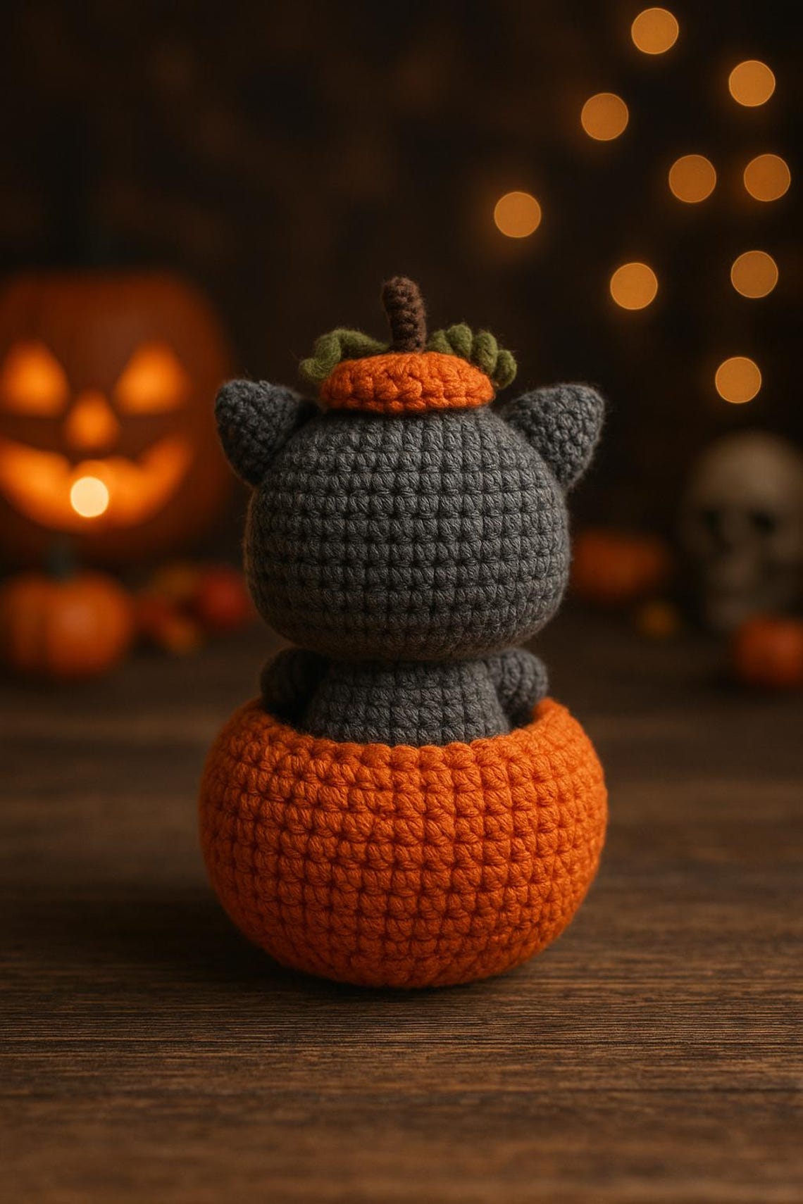 Handmade Halloween Pumpkin Cat Amigurumi Plush - Etsy