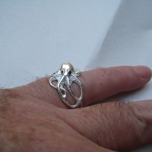 Sterling Silver "octopus" Ring W/blue Diamond "eyes" - Etsy