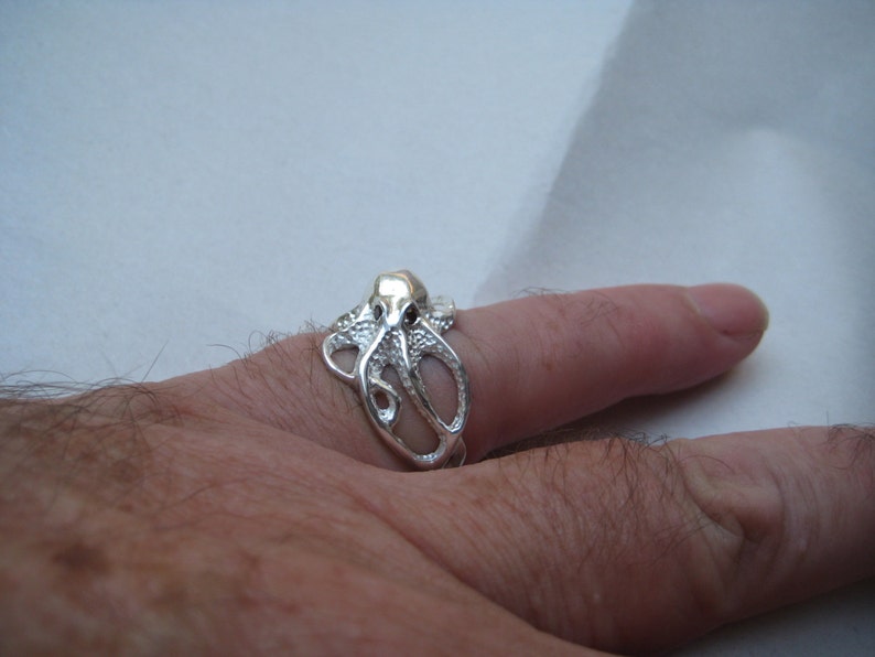 Sterling Silver "octopus" Ring W/blue Diamond "eyes" - Etsy