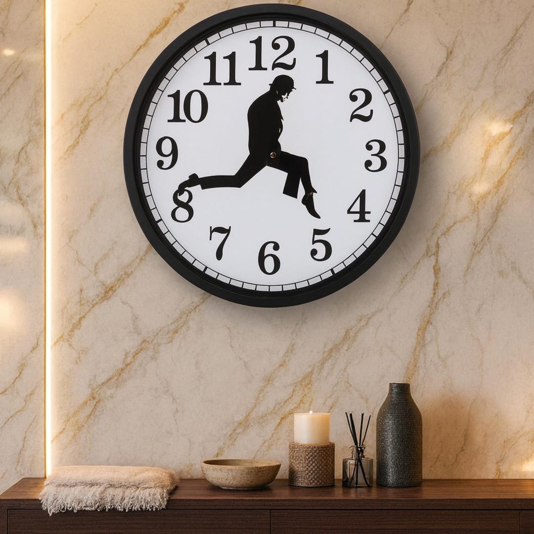 Funny Walk Wall Clock – Silent Non Ticking Modern Art Clock, Unique ...