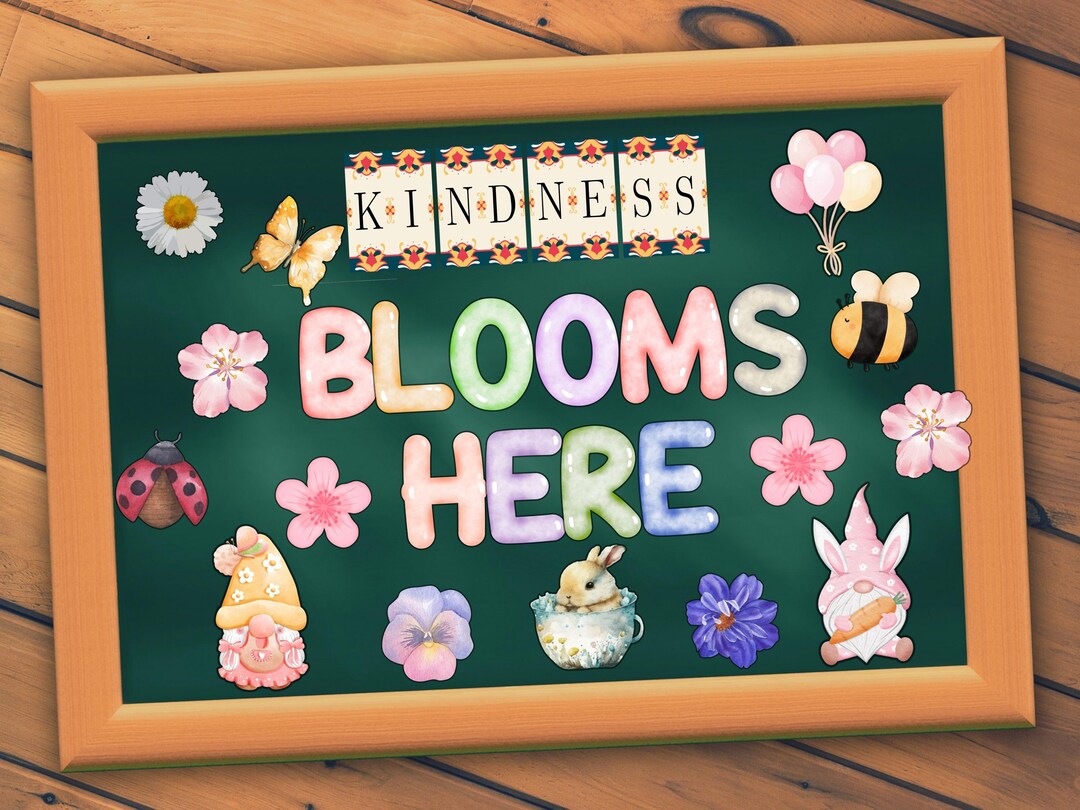 Spring April Bulletin Board Classroom Decor Printable Kindness Floral ...