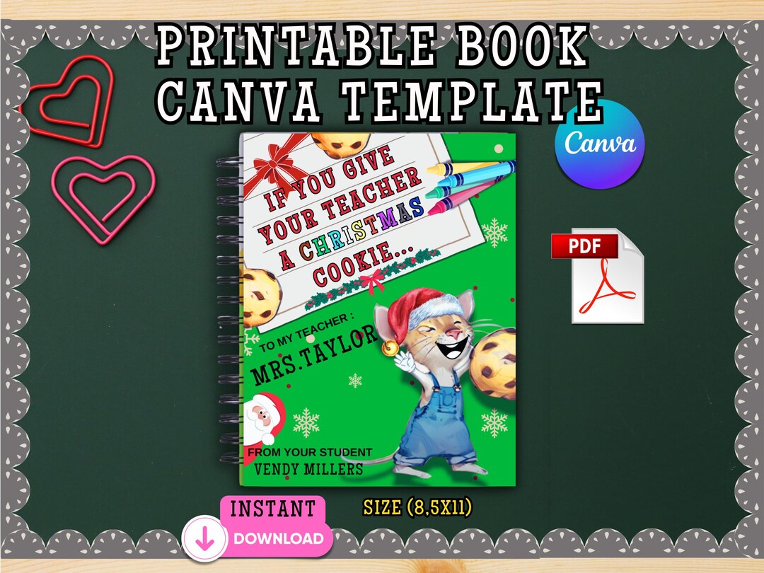 Teacher Christmas Cookie Book, Editable Canva Template (PDF) - Etsy