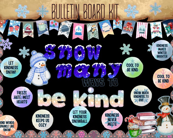 Winter Bulletin Board Kit Kindness Snowflakes Classroom Decoration ...