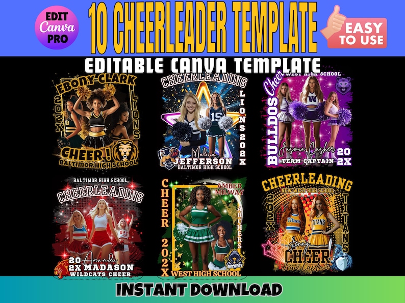 Cheerleader Poster Canva Template Cheer Dance Designs: Senior Night ...