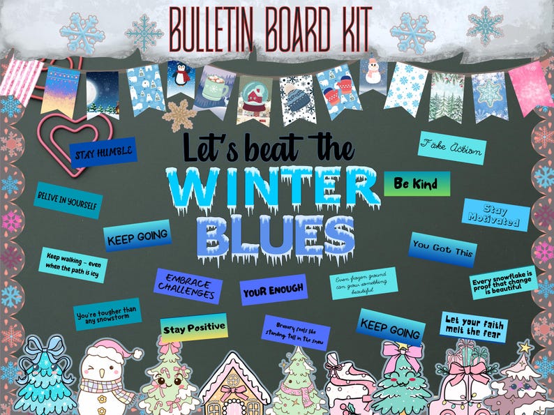Self Care Winter Bulletin Board: Mental Healt Decoration Lets Beat the ...