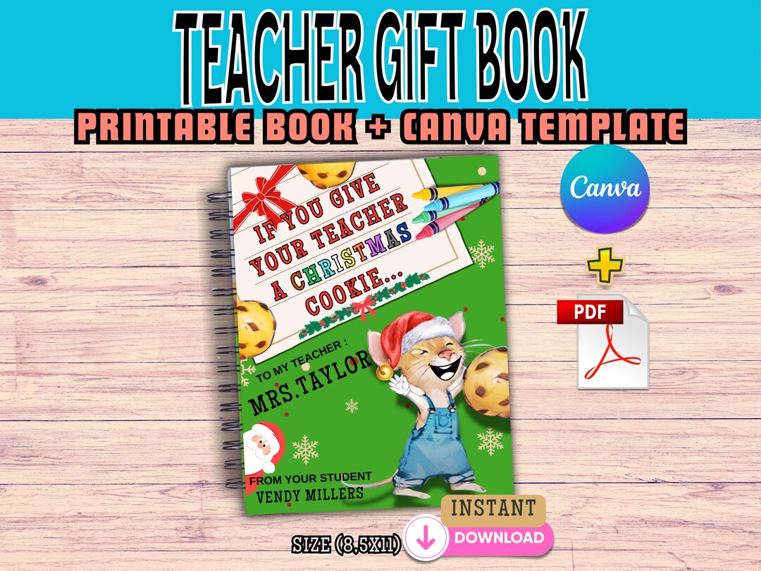 Christmas Cookie Teacher Gift Book, Editable Canva Template ,if You ...