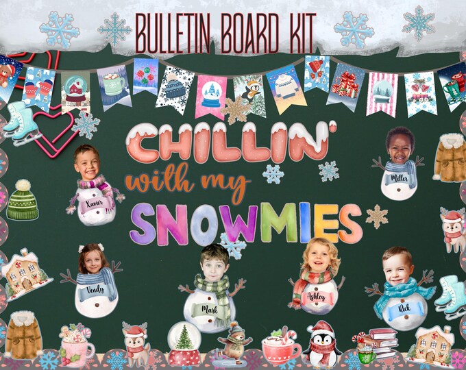 Snowman Winter Door Decor: Classroom Bulletin Board Kit (printable PDF ...