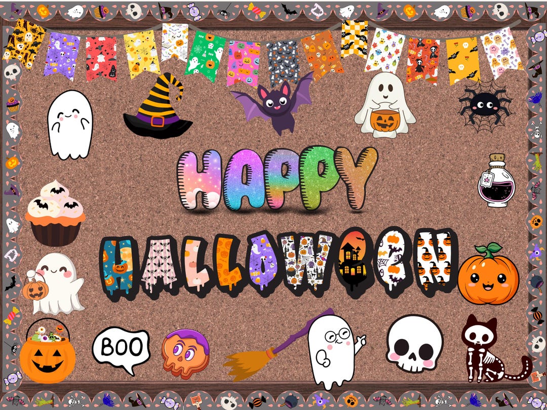 Happy Halloween Bulletin Board Kit: Spooky Classroom Decor (digital ...
