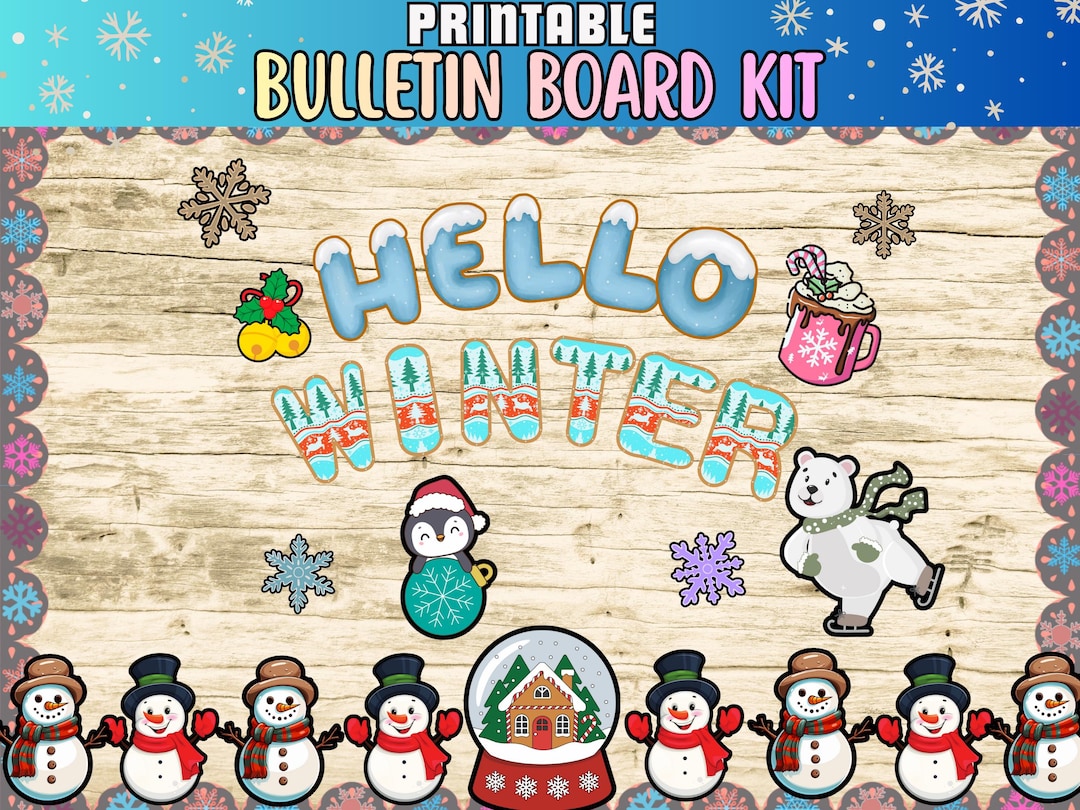 Winter Bulletin Board Kit Printable Set: Christmas Holiday Decor ...