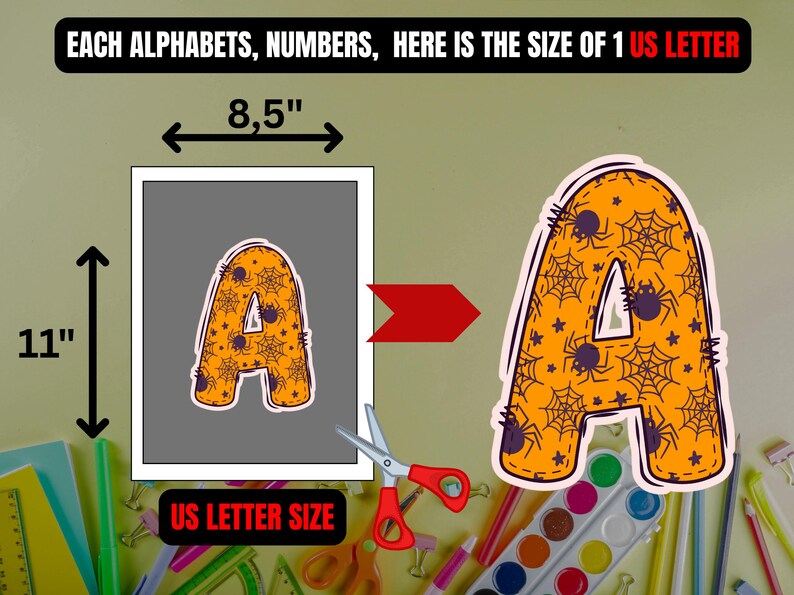 Halloween Doodle Letters: Bulletin Board Kit (PNG PDF) - Etsy