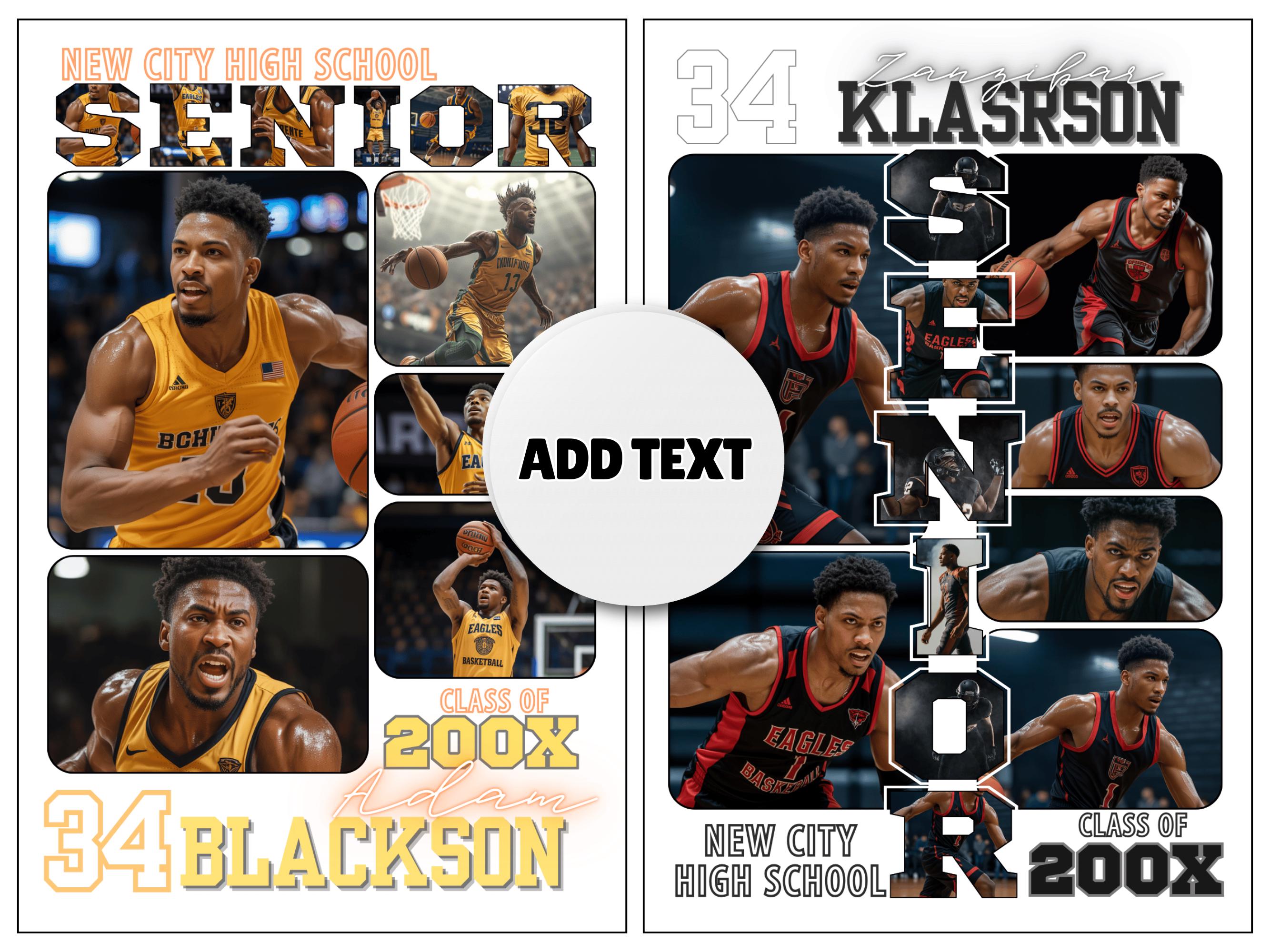 Basketball Player Photo Collage Poster Canva Template: Senior Sports ...